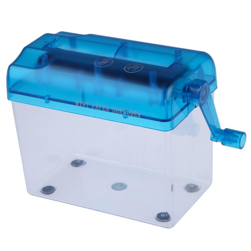 A6 Mini Hand Crank Blue Shredder Crusher Destroyer Paper Documents ...